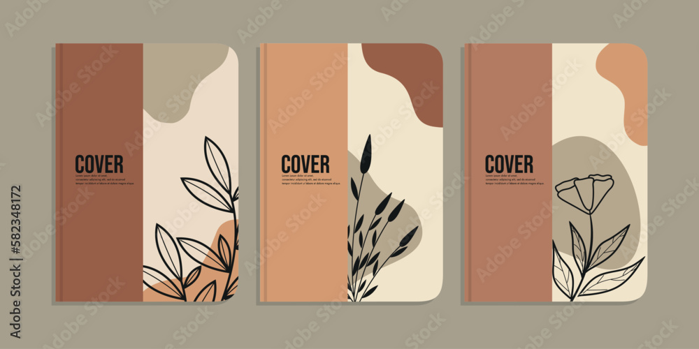set of school book cover designs with aesthetic floral decorations ...