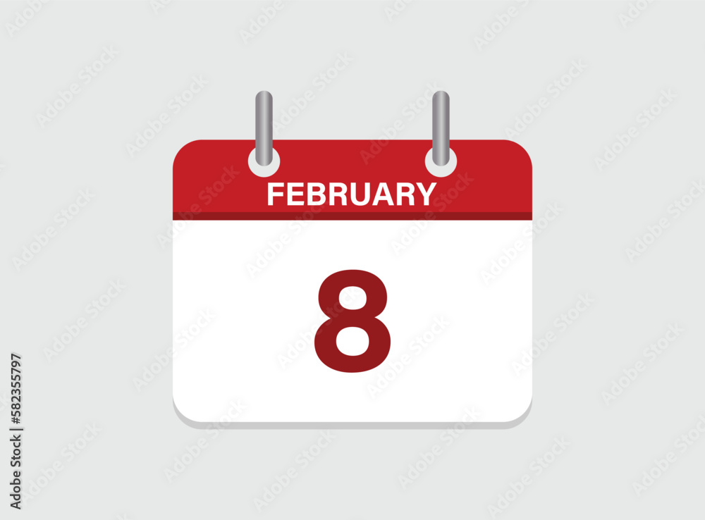 8th February calendar icon. Calendar template for the days of February ...