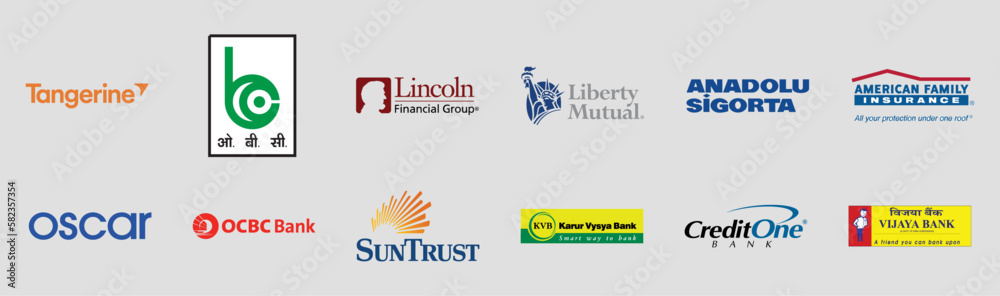 Business and Finance brand logo collection. Editorial vector logo set ...