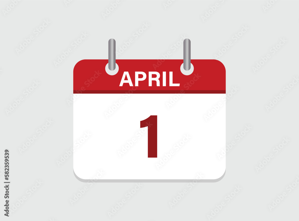 1th April calendar icon. Calendar template for the days of April. Red ...