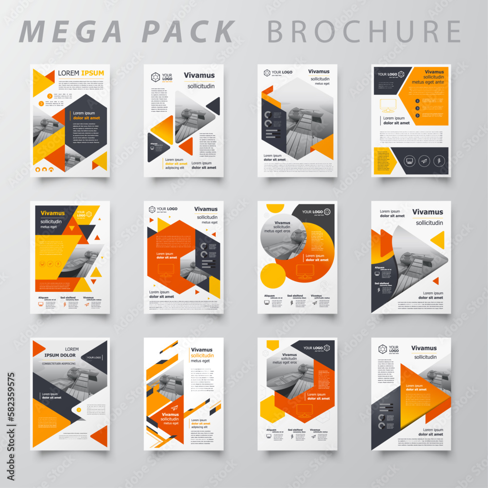 Mega pack Brochure design template flyer set, abstract business ...