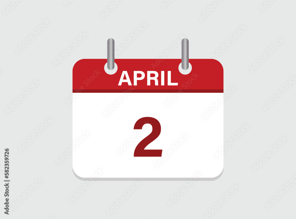 2th April calendar icon. Calendar template for the days of April. Red ...