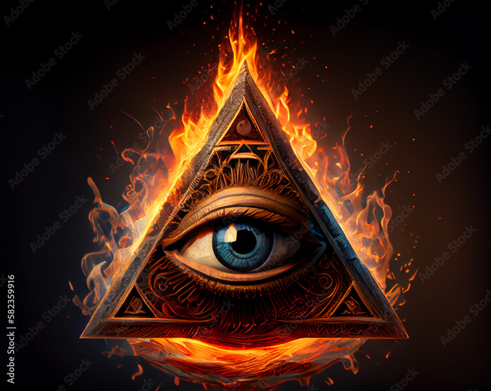 triangle with an eye inside. sign of the secret society of freemasons ...