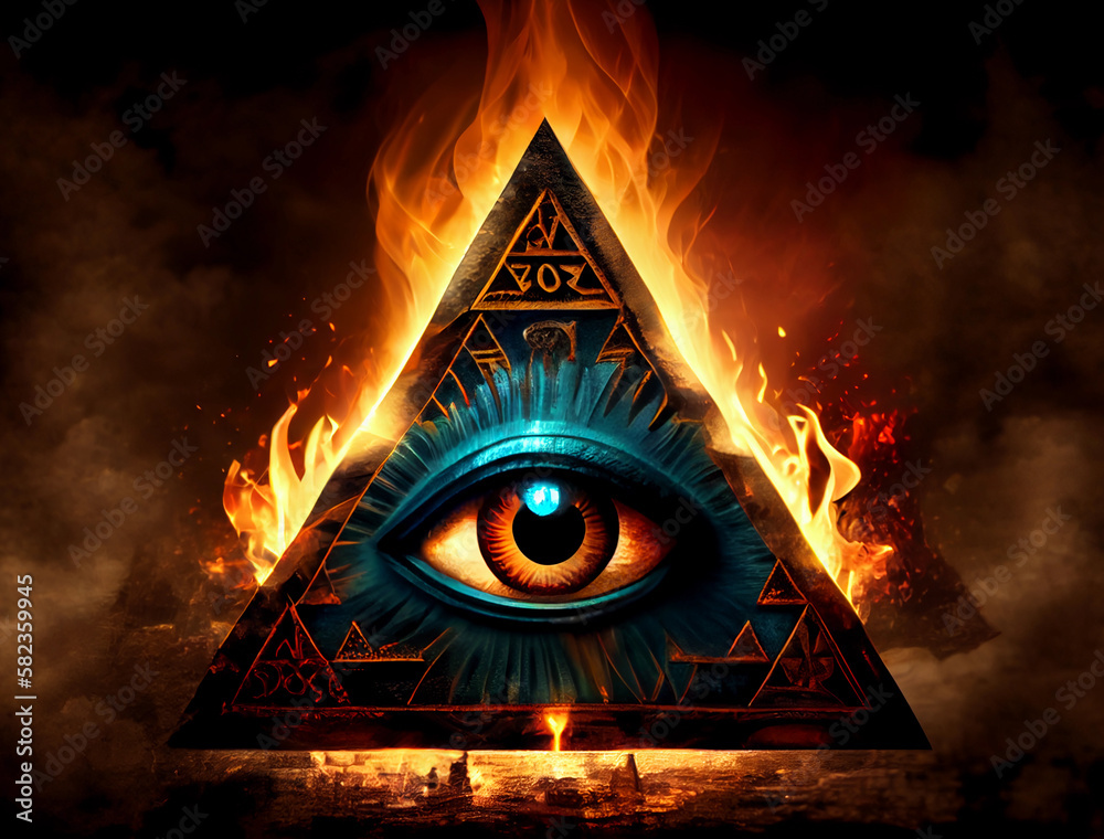 triangle with an eye inside. sign of the secret society of freemasons ...