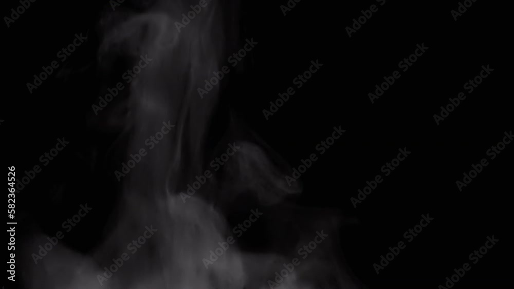 Rising Blurred White Clouds of Steam, Smoke, Icy Thick Fog on a Black ...