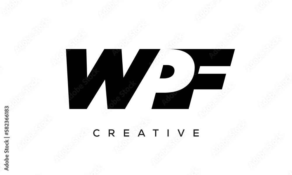WPF letters negative space logo design. creative typography monogram ...