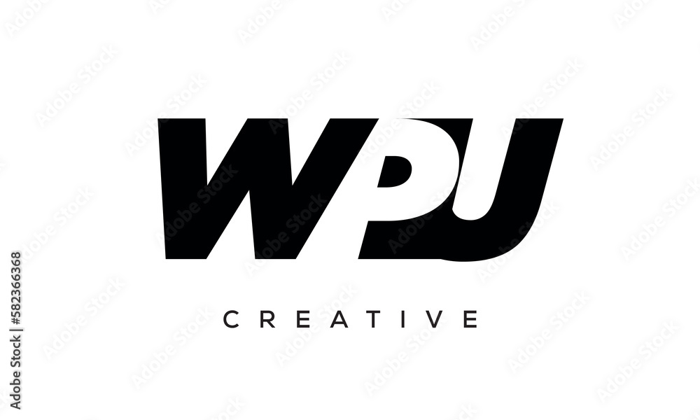 WPU letters negative space logo design. creative typography monogram ...