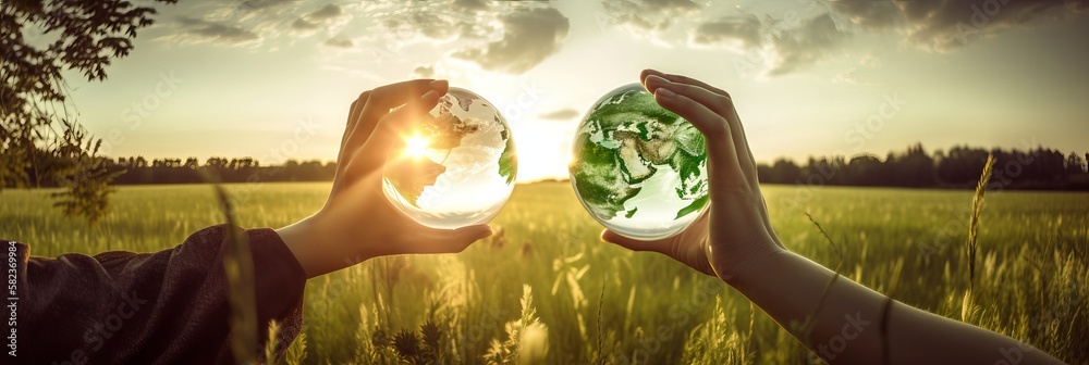 Foto Stock One Earth, One Future: A Thought-Provoking Image of Hands ...