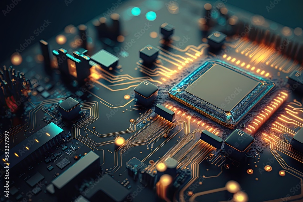 Electronic Circuit Board futuristic technology background. Digital ...