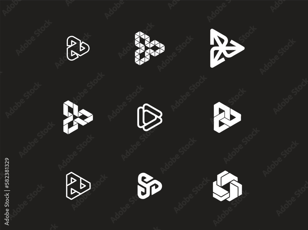 Abstract geometric logo collection. Creative triangle business icon set ...
