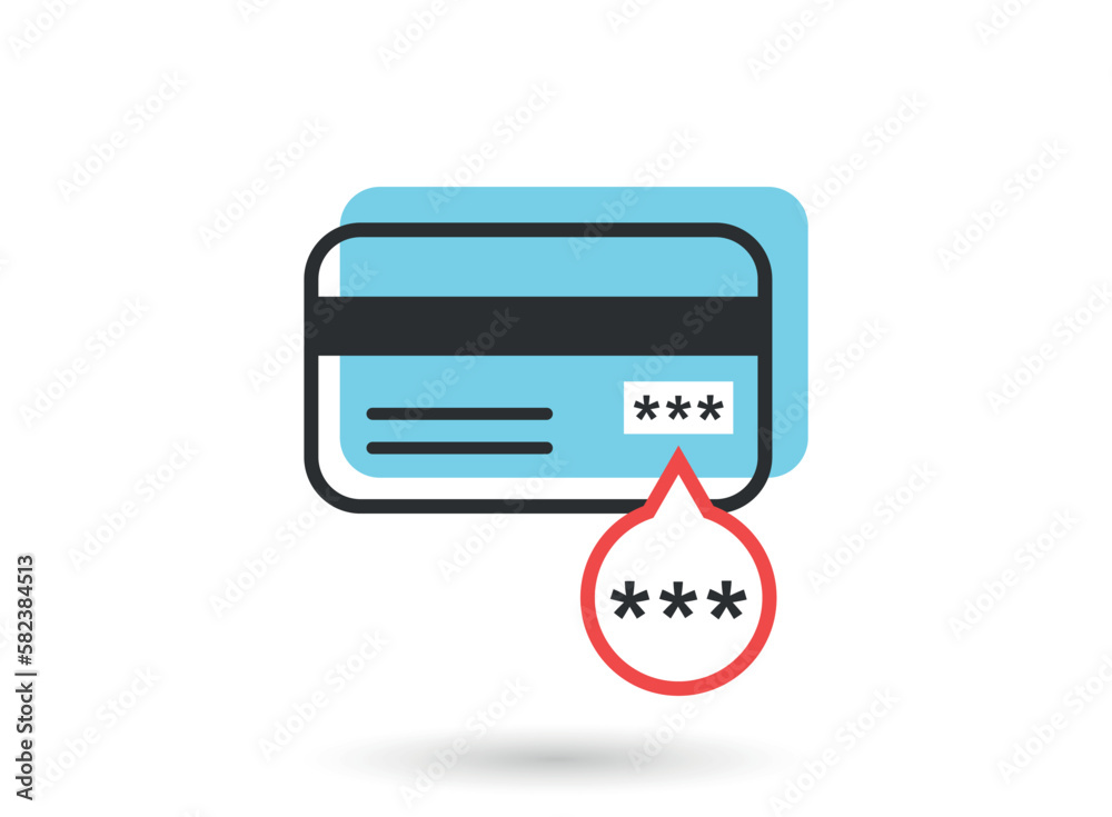 Credit card icon in flat style. CVV verification code vector ...
