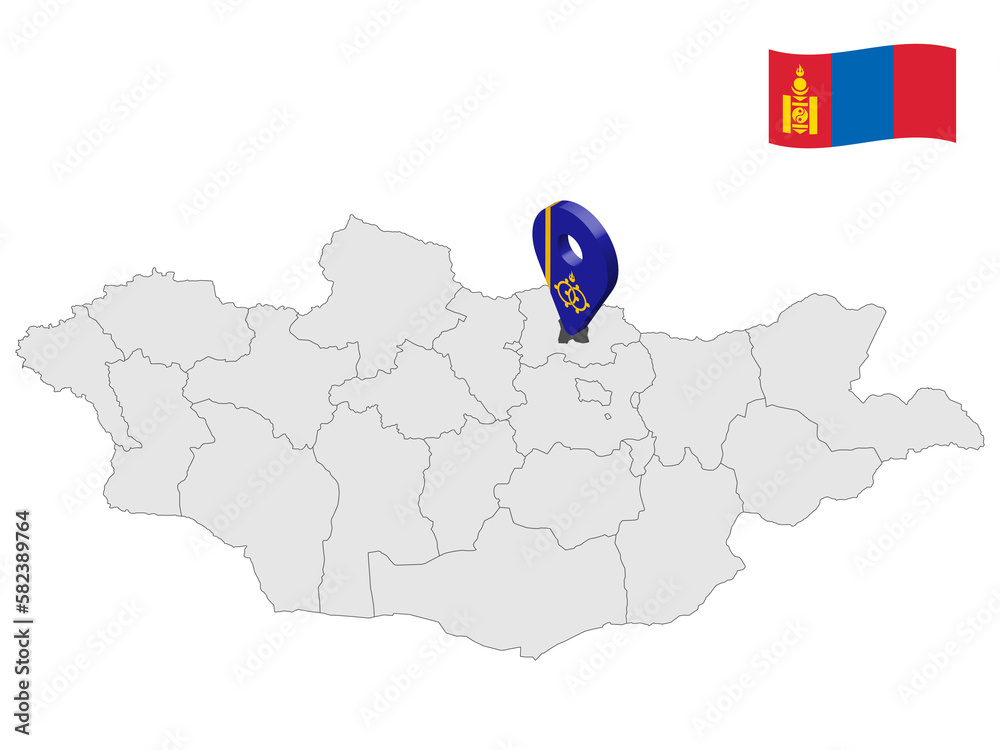 Location of Darkhan-Uul on map Mongolia. 3d Darkhan-Uul location sign ...