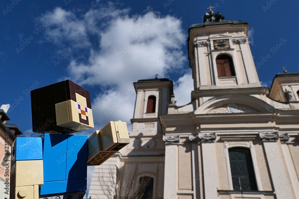 LEGO Minecraft Steve standing at catholic Church Of The Assumption Of ...