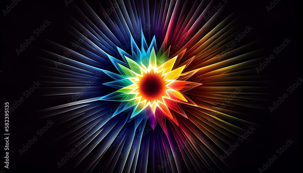 Generative AI, Illustration, Rainbow Sunburst: Imagine a rainbow ...