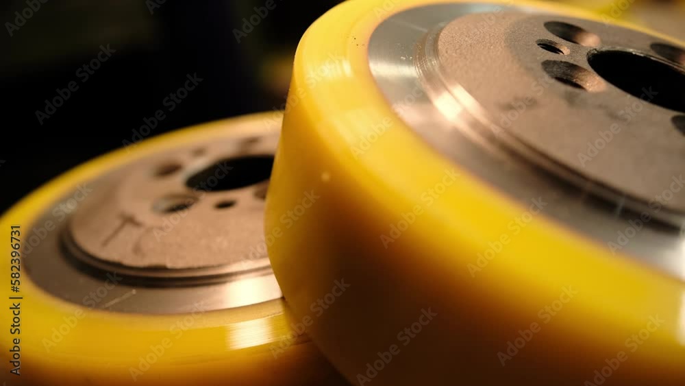 Wheels from a loader after replacing the polyurethane coating. Stacker ...