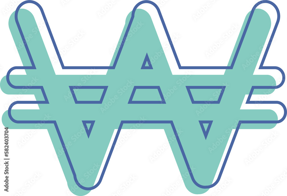 The symbol of the currency unit won on the Korean peninsula ...