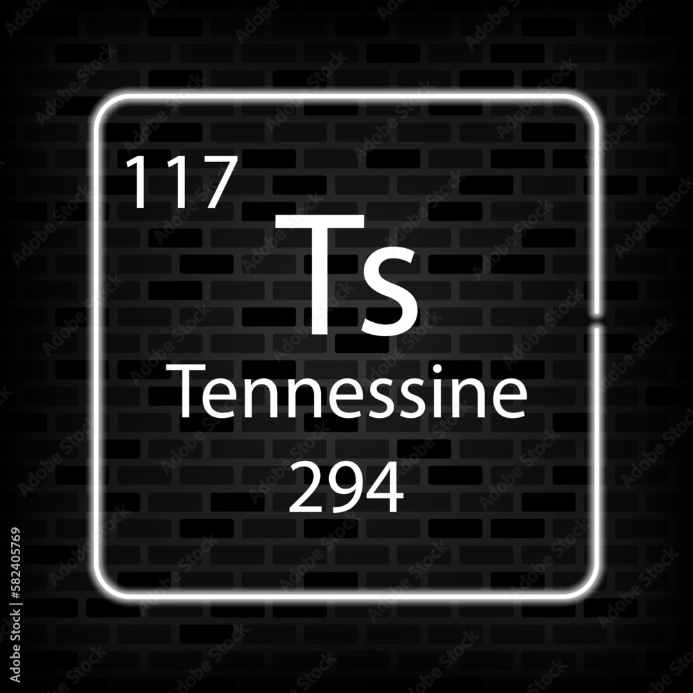 Tennessine neon symbol. Chemical element of the periodic table. Vector ...