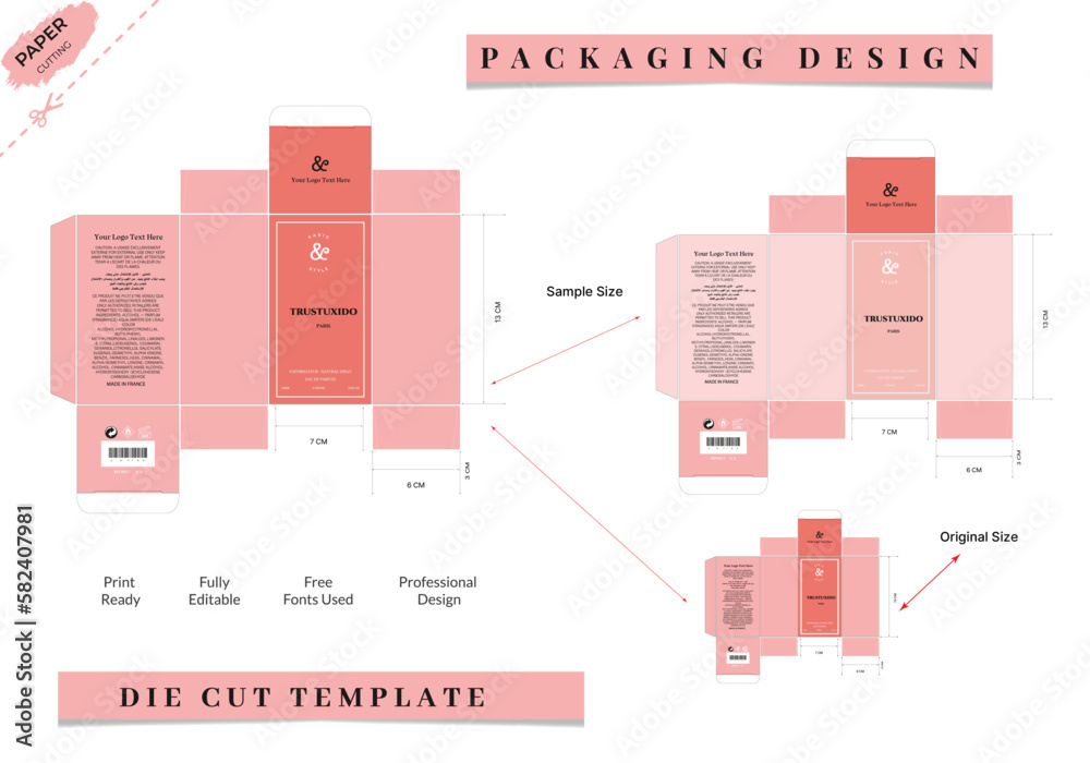 Box, Packaging Die Cut Template For perfume Product with Box dies line ...
