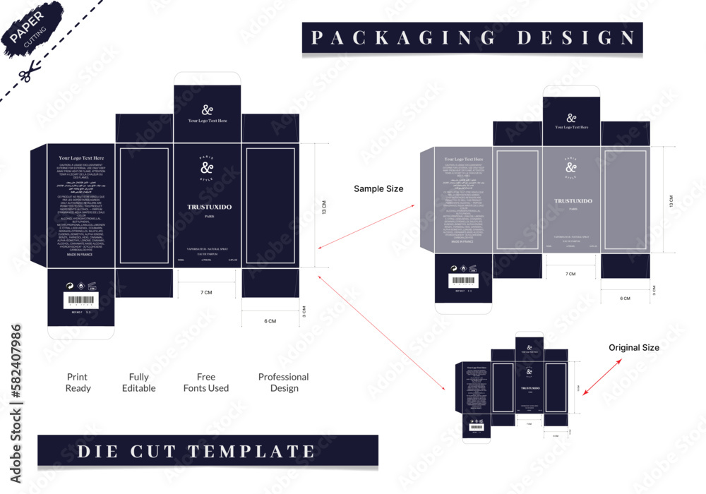 Box, Packaging Die Cut Template For perfume Product with Box dies line ...
