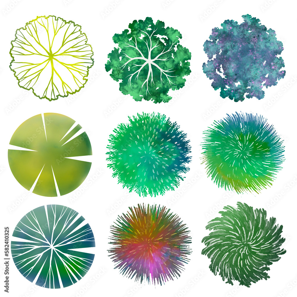 Set of Architectural plans trees isolated on white background. Bushes ...