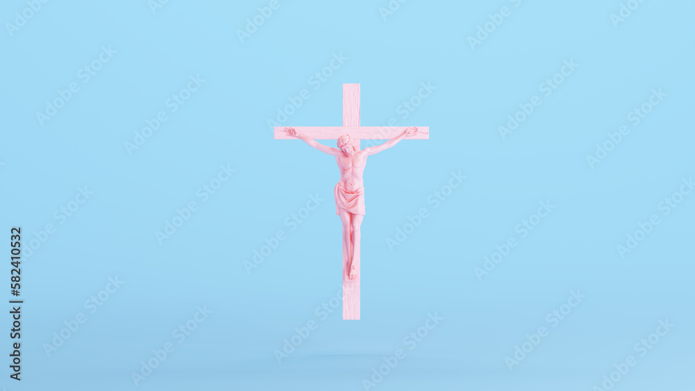 Pink Jesus Christ Crucifixion Cross Holy Faith Easter Icon King Of The