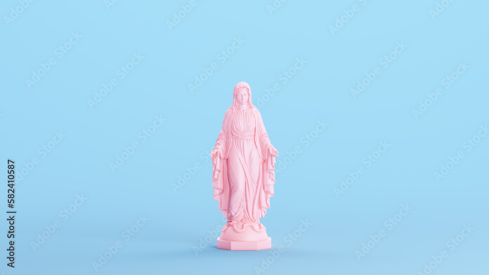 Pink Virgin Mary Woman Religious Holy Mother Modern Kitsch Statue Blue ...