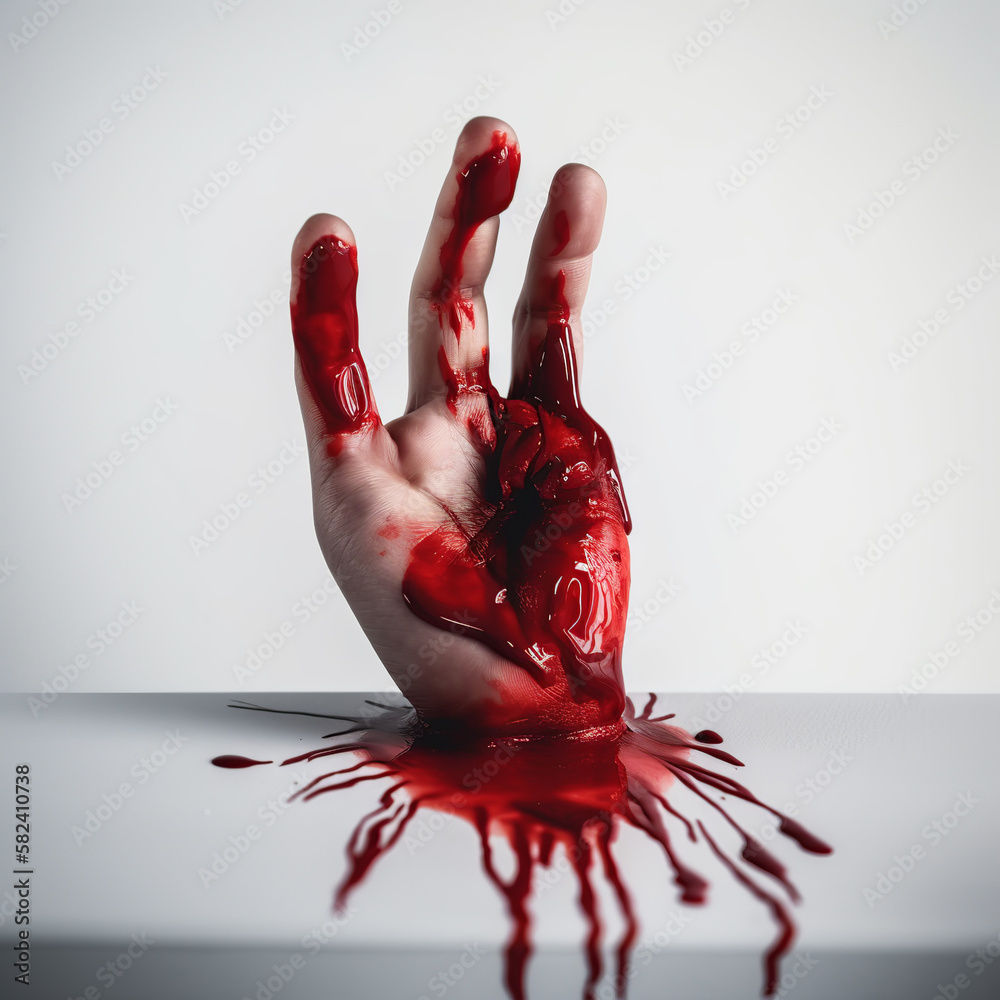 hand, blood, paint, red, art, print, splash, color, love, murder ...