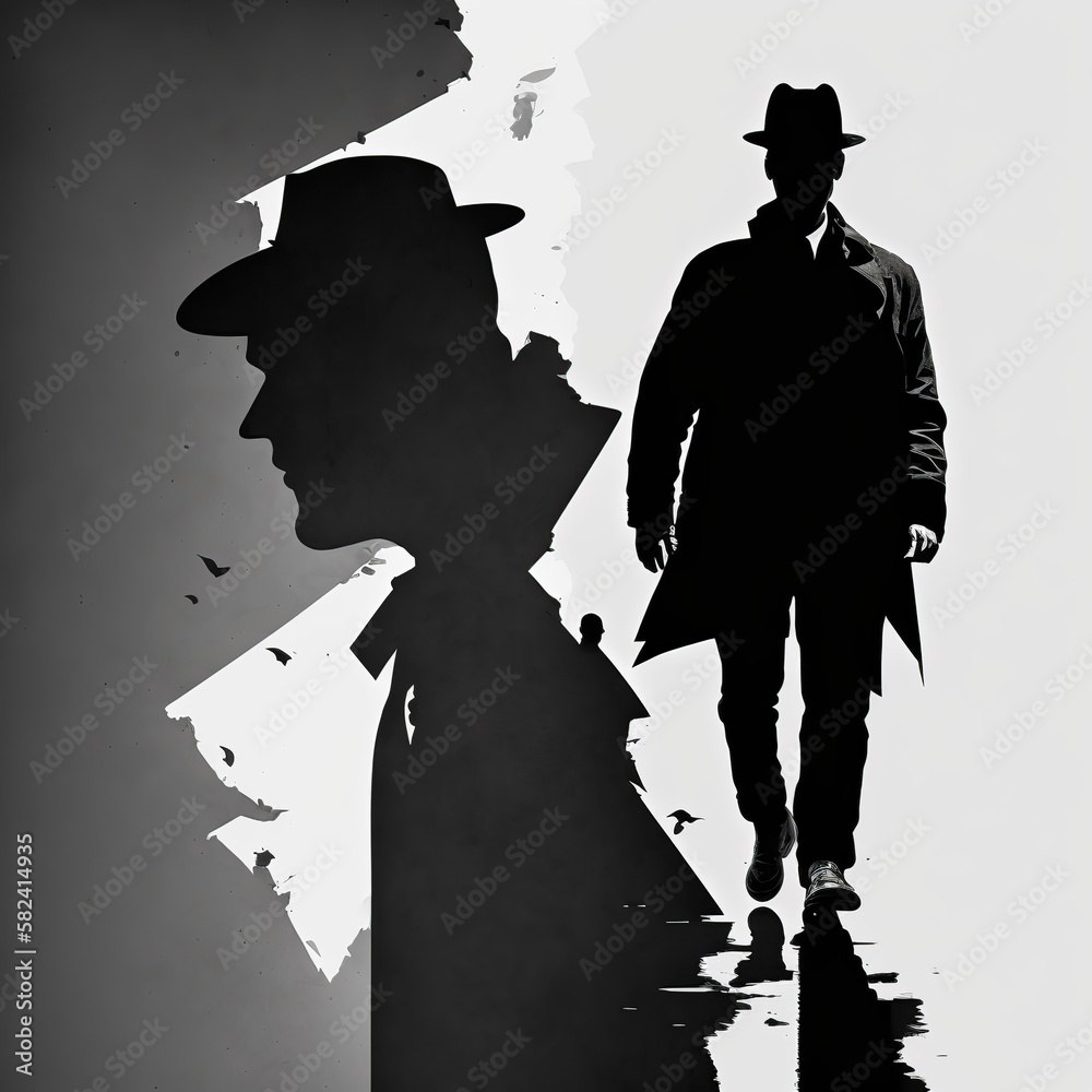 silhouette, man, detective, relatioship, woman, people, illustration ...