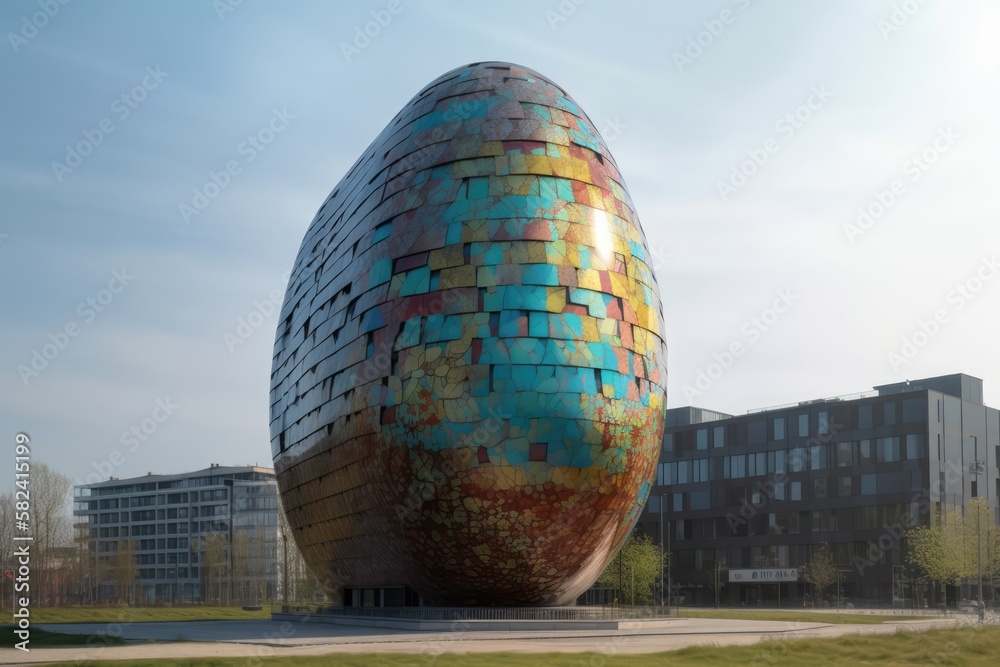 Realistic photos of buildings that look like Easter eggs. Generative AI ...