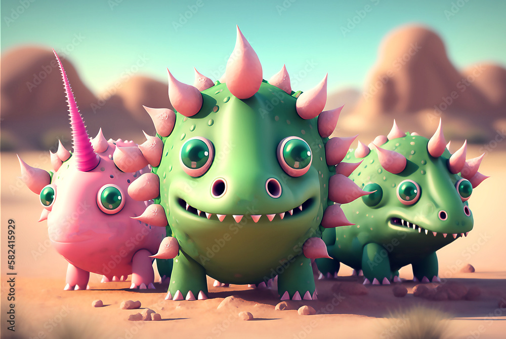 Cute baby dinosaur in cartoon style, animation fantasy. AI generated ...