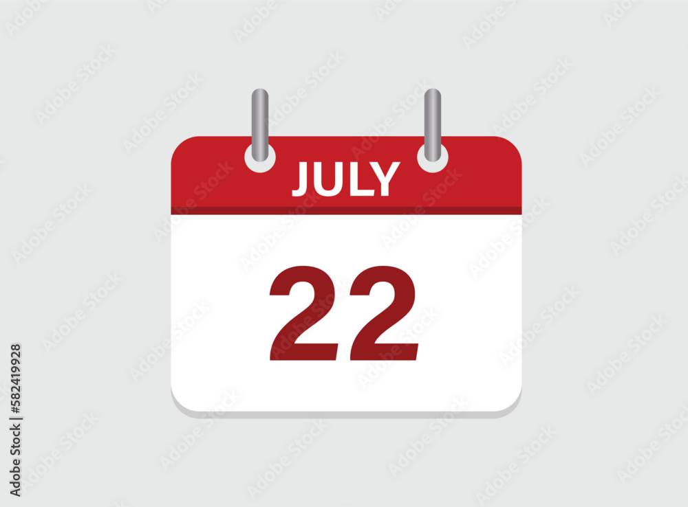 22th July calendar icon. Calendar template for the days of July. Stock ...