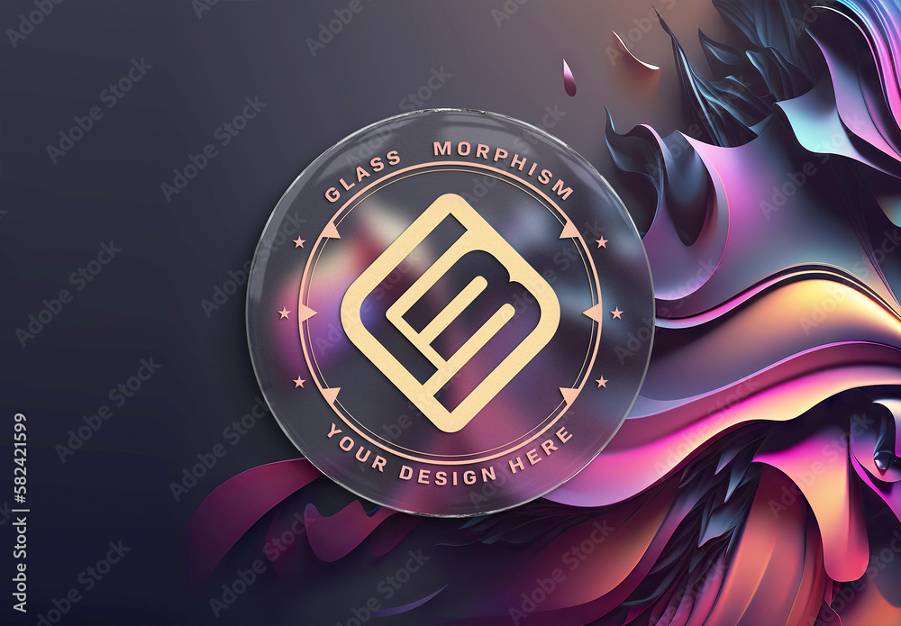 Transparent Frosted Circular Glass Mockup on Editable Background Stock ...