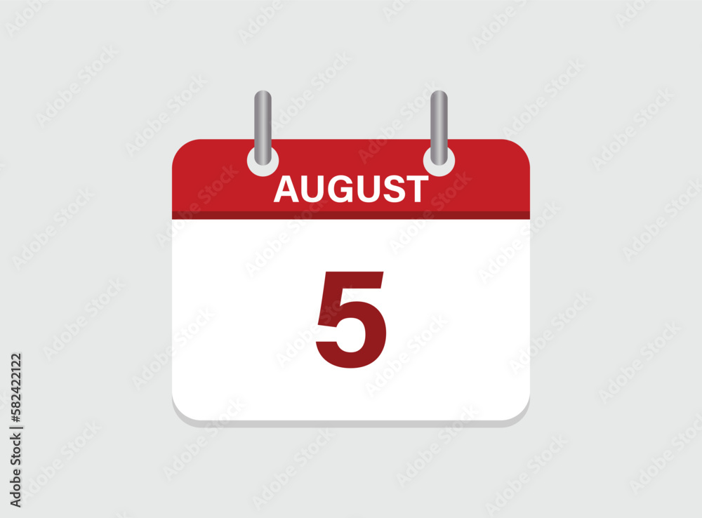 Vecteur Stock 5th August calendar icon. Calendar template for the days ...