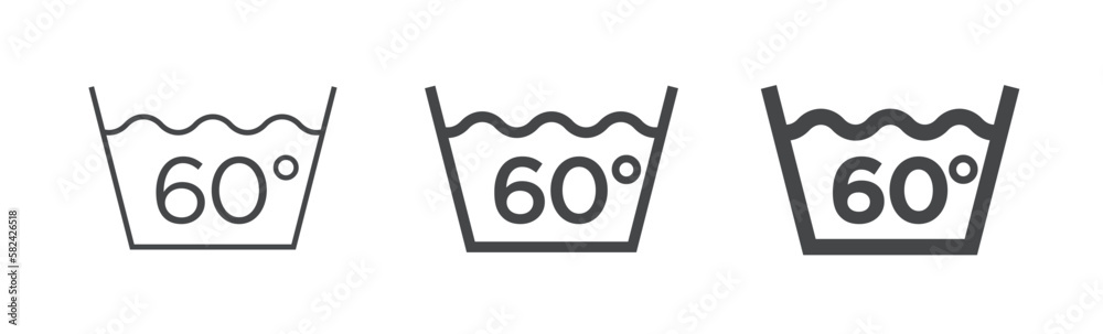 Clothes care icon, 60 degrees COLOURED WASH. International marking of ...