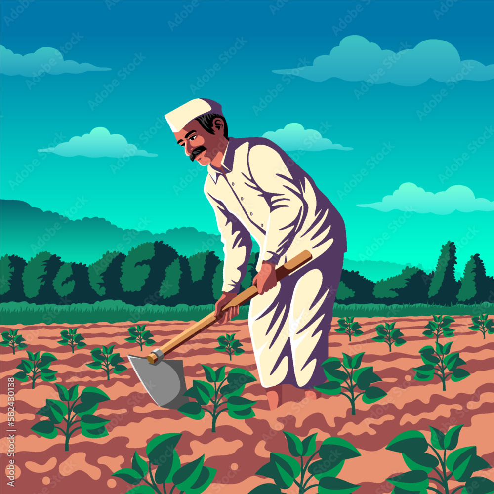 Maharashtra Farmer - A Vibrant Vector Illustration Depicting the ...