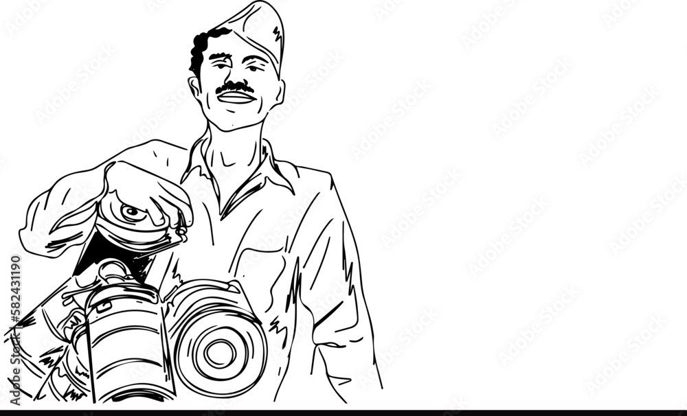 Mumbai Dabbawala Vector Illustration, Tiffin Wala Stock Graphics in ...