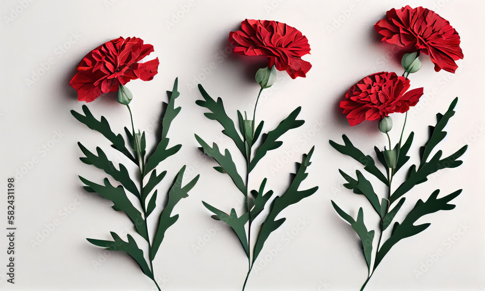 Scarlet carnation flower made of paper craft, Generative AI Stock ...