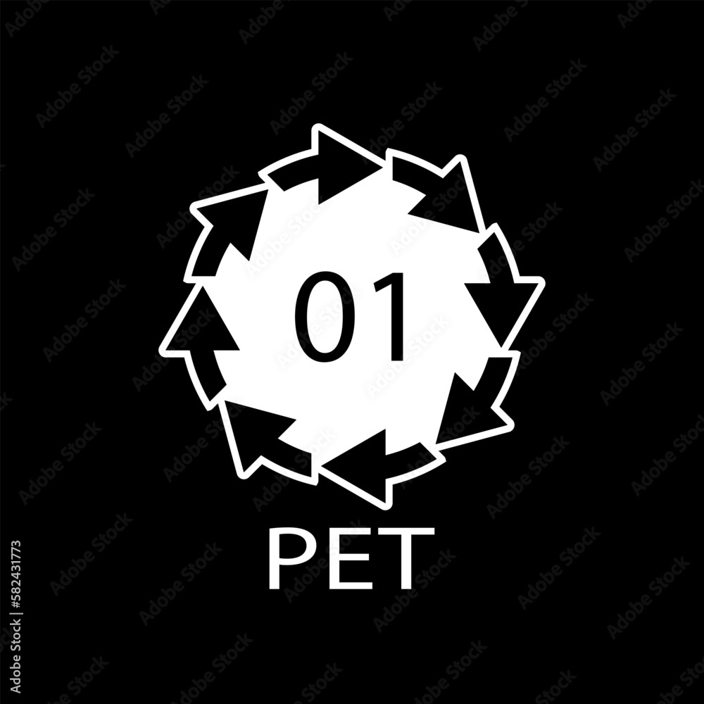 PET 01 recycling code symbol. Plastic recycling vector polyethylene ...