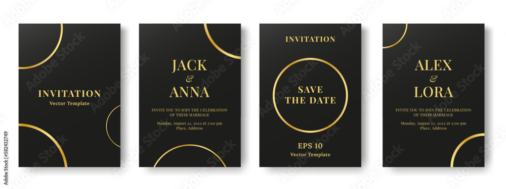 Golden ring banners. Gold luxury invitation card, premium award covers ...
