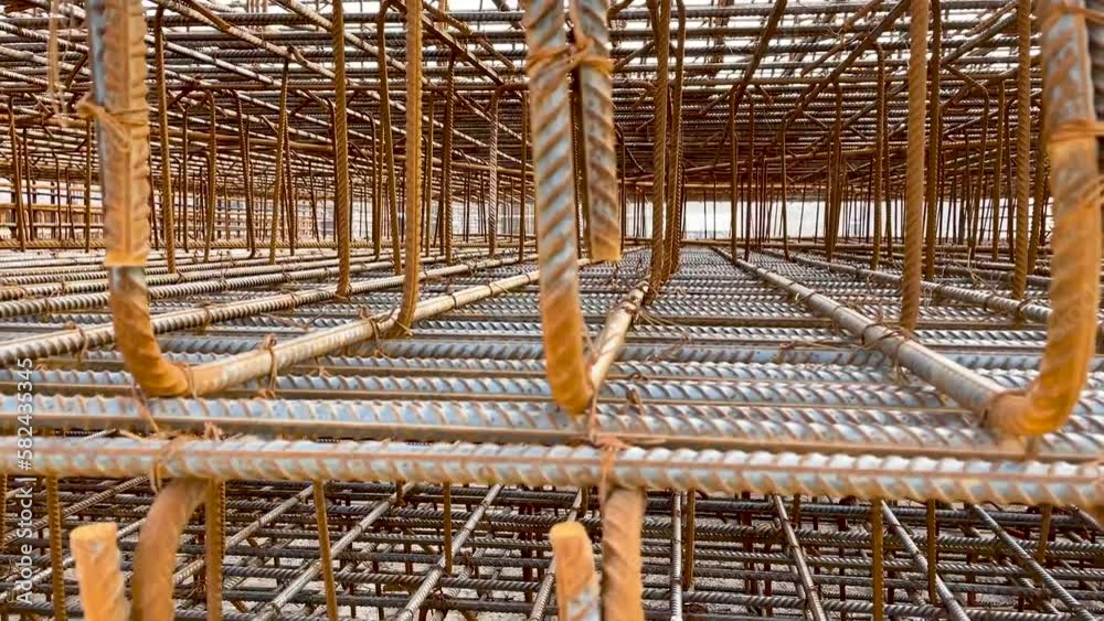 Industrial background. Rebar texture. Rusty rebar for concrete pouring ...