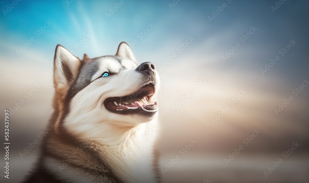 a husky dog with its mouth open and his eyes wide open and his tongue ...