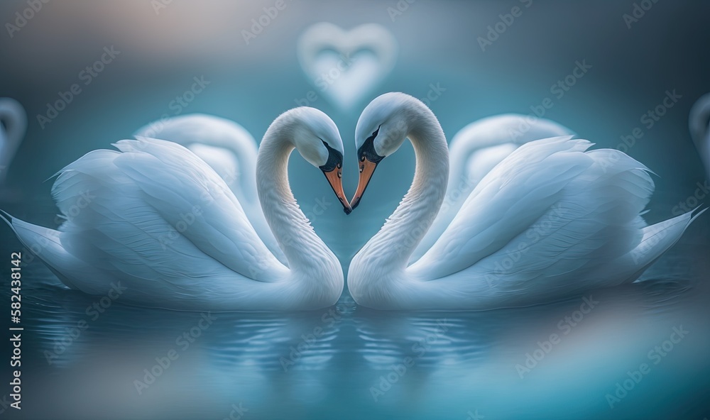 Swans Making A Heart
