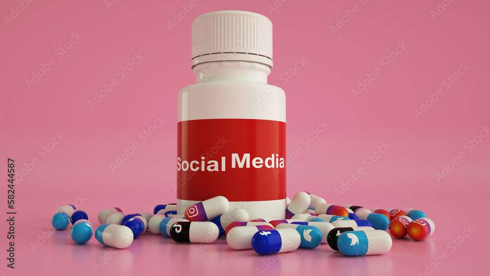 Illustrazione Stock 3D rendering of various popular social media logos ...