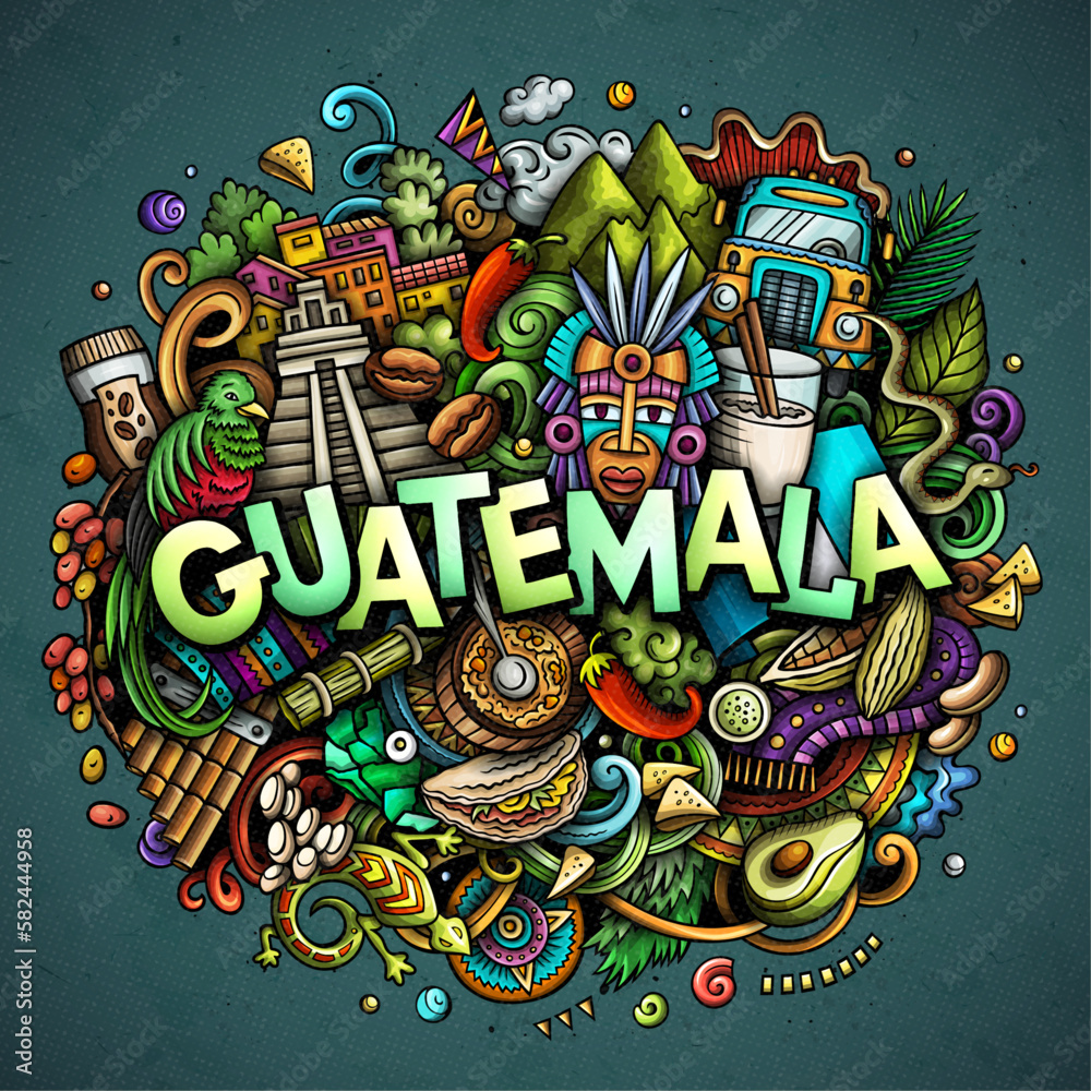 Guatemala cartoon doodle illustration. Funny design. Creative vector ...
