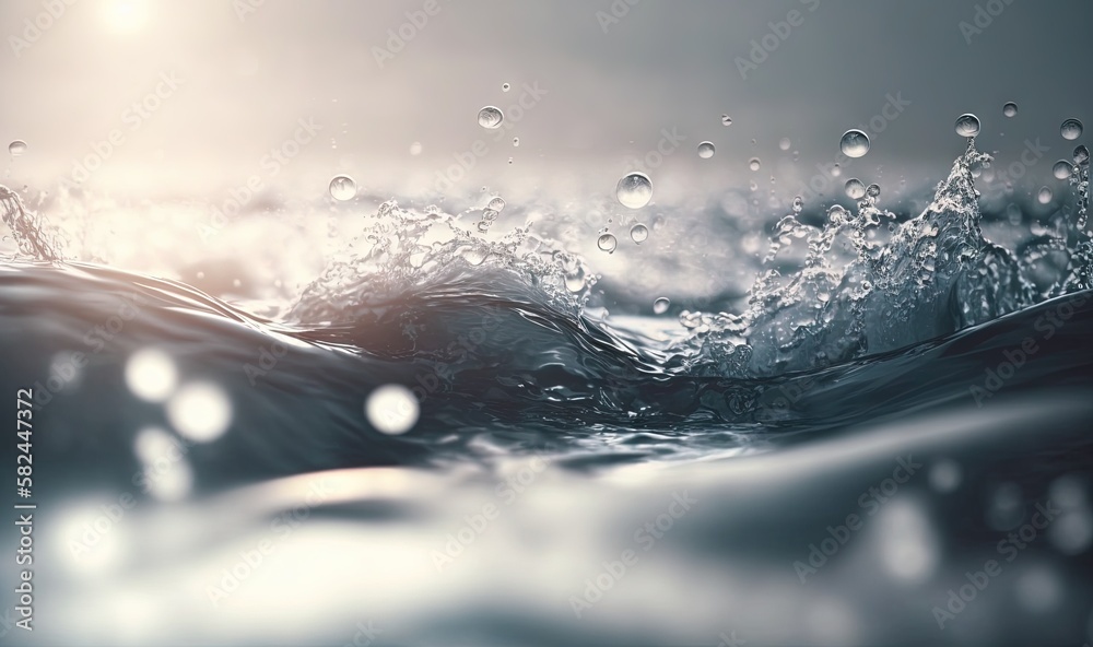 a close up of water with bubbles on the surface of the water and a sun ...