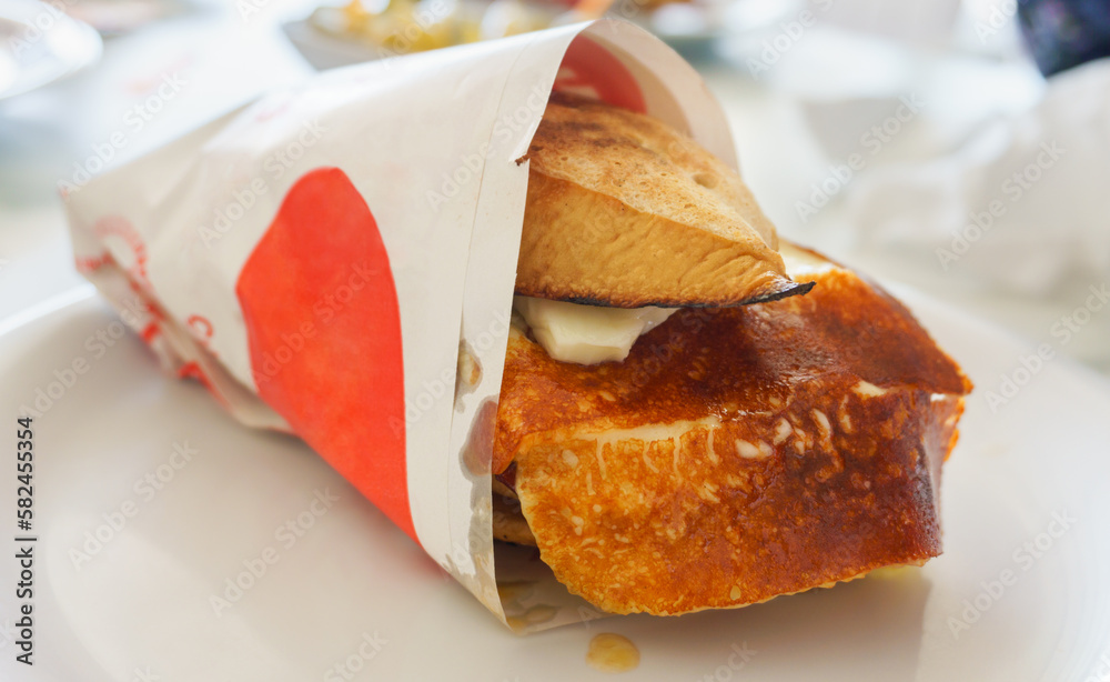 Traditional Turkish food as known Kumru in native language. The famous ...