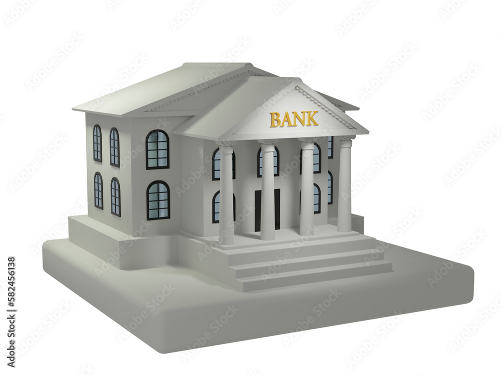 Bank isolated on transparent background. 3D rendering building ...