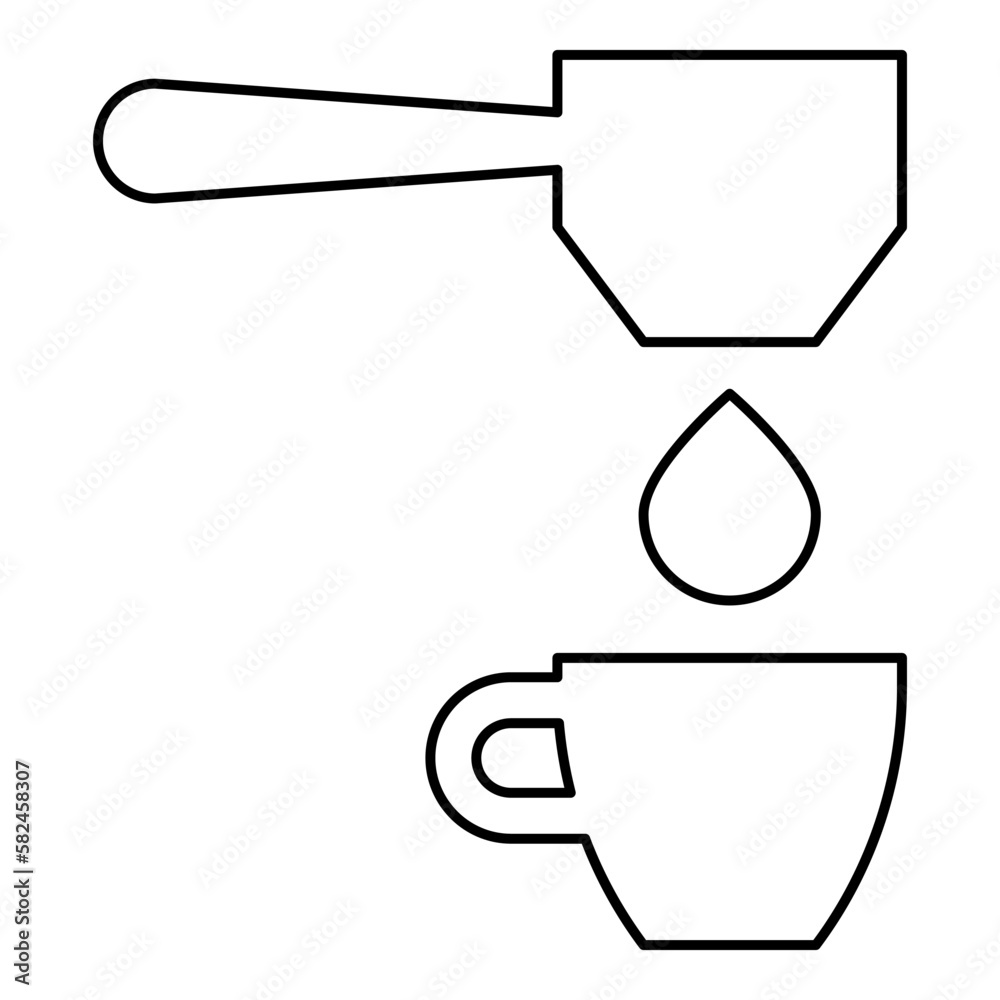 Coffee drop in cup filtering cuping portafilter drip contour outline ...