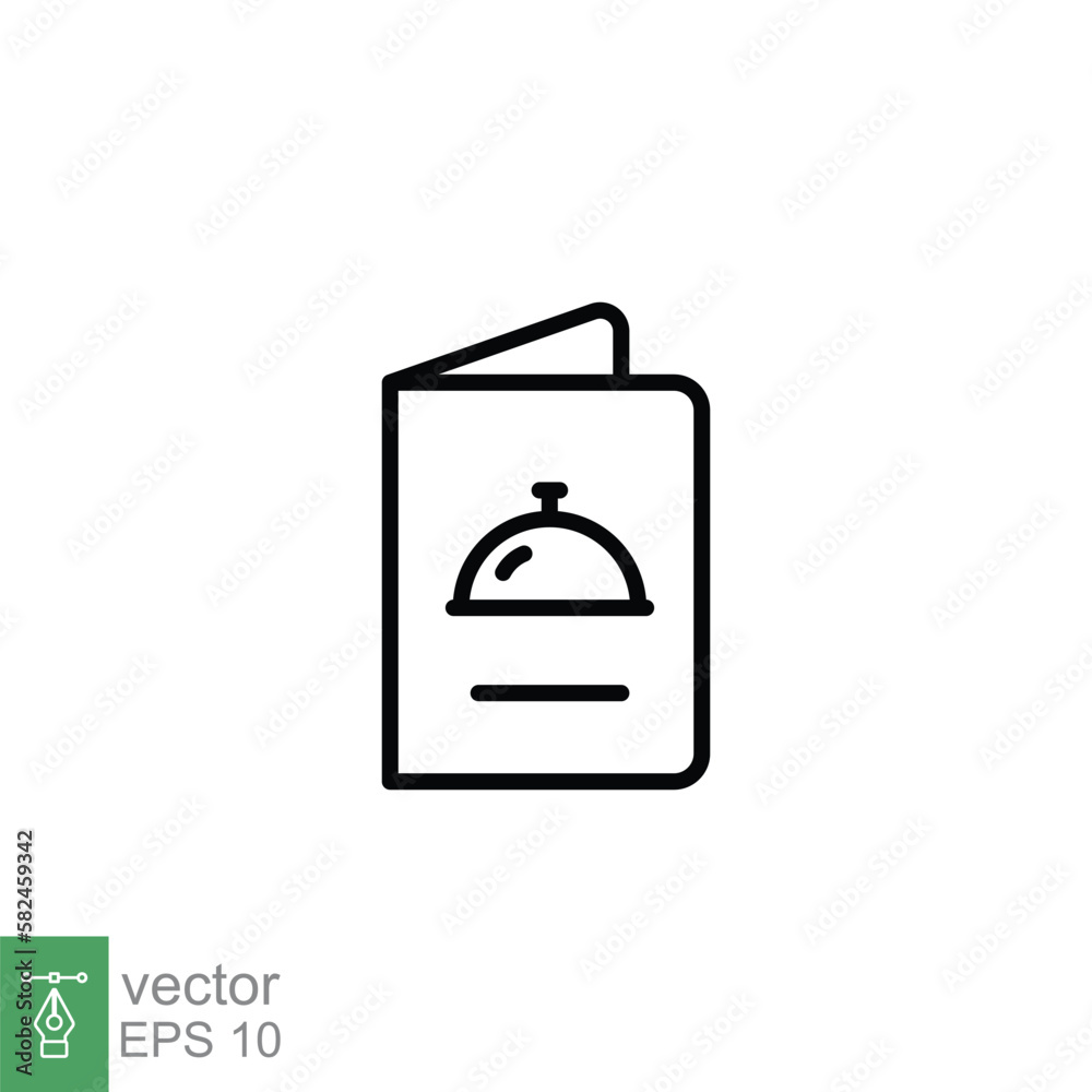 Food menu card icon. Simple outline style. Booklet, menu book ...