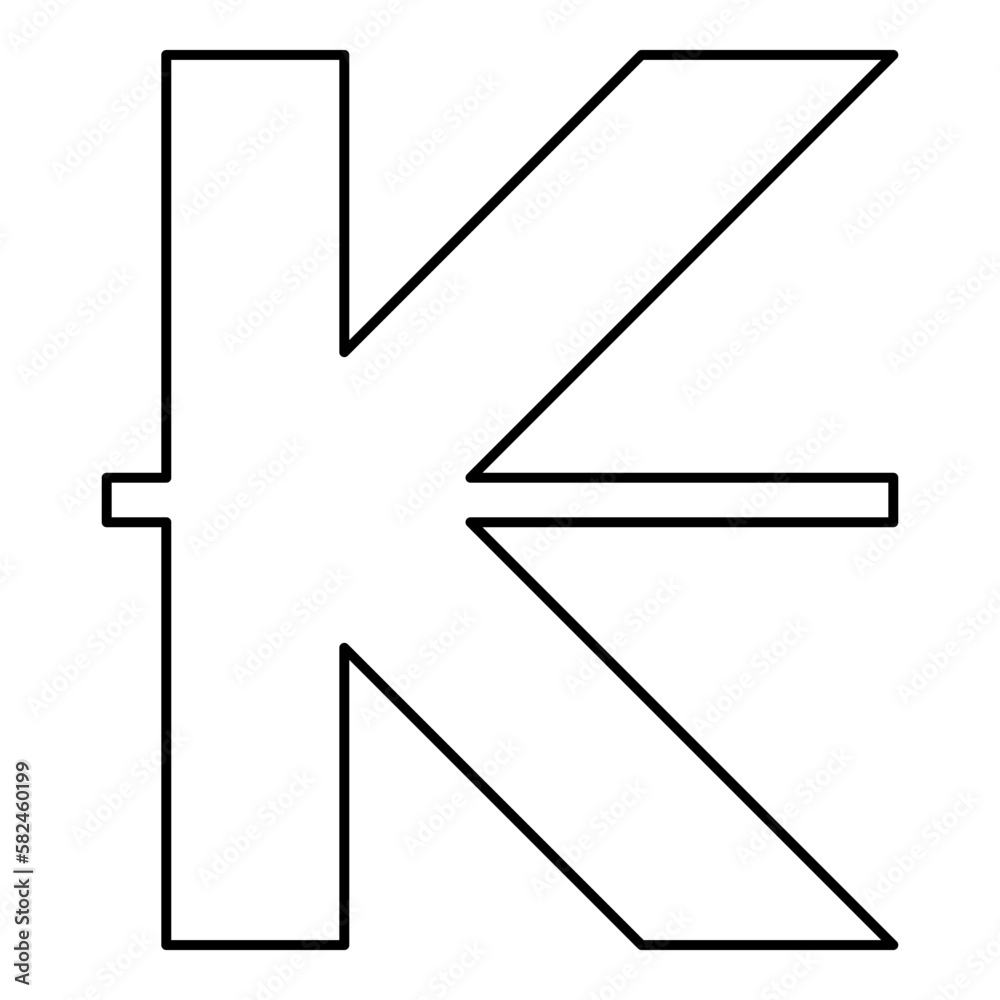 Sign kip currency symbol Laos contour outline line icon black color ...